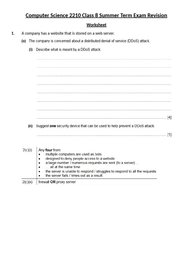 Computer Science 2210 Class 8 Summer Term Exam Revision | PDF Computer Science 2210 Class 8 Summer Term Exam Revision | PDF