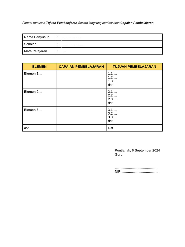 1 Format Rumusan TP Secara Langsung | PDF