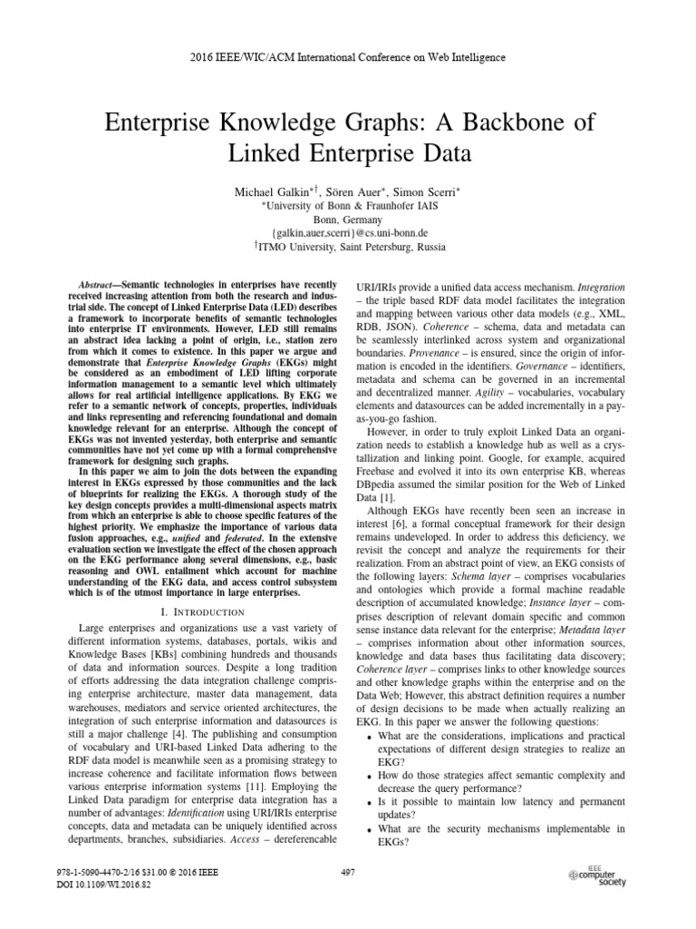 Enterprise Knowledge Graphs A Backbone of | PDF