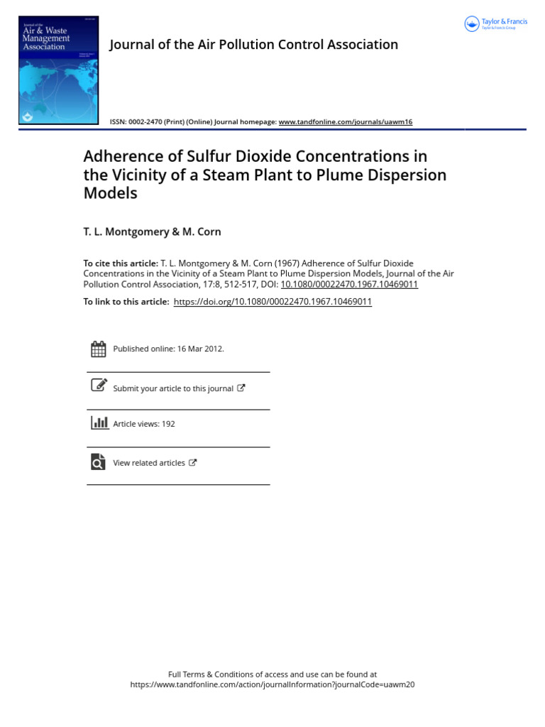 Adherence of Sulfur Dioxide Concentrations in The Vicinity of A Steam ...