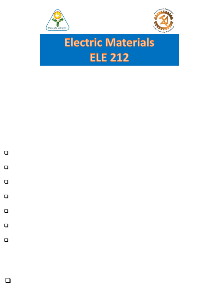 Lecture3 Electric Materials | PDF
