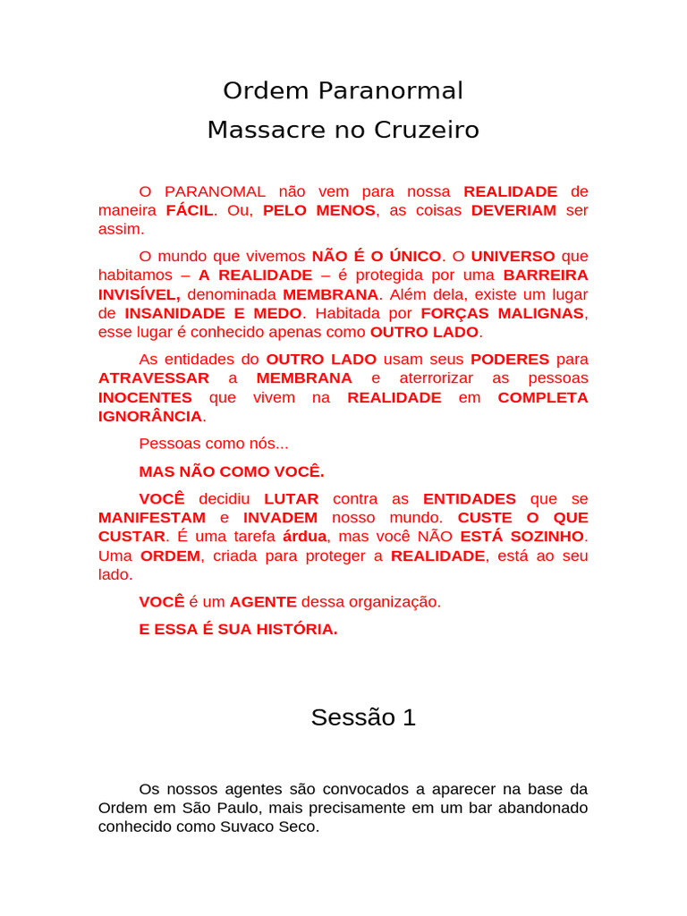 Ordem Paranormal Segredos Alheios | PDF