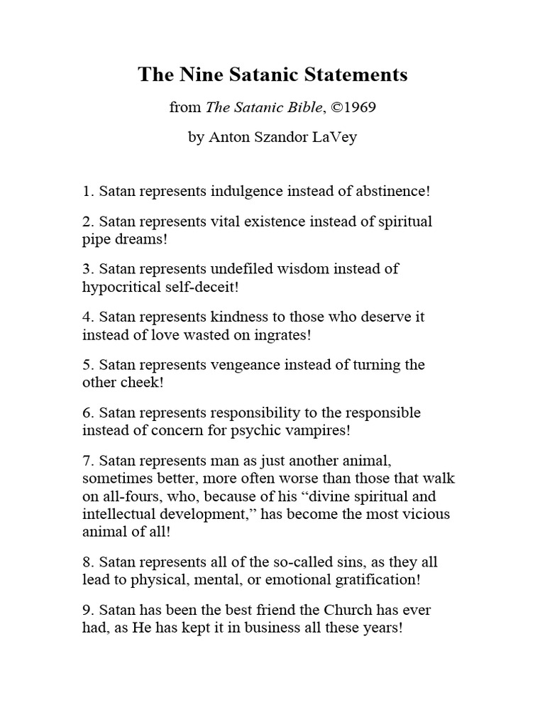 The Nine Satanic Statements | PDF