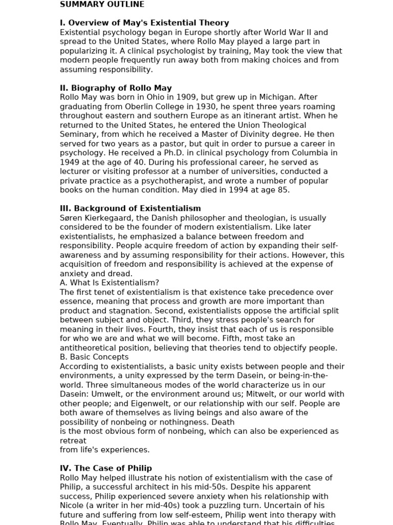 SUMMARY OUTLINE_Rollo May | PDF