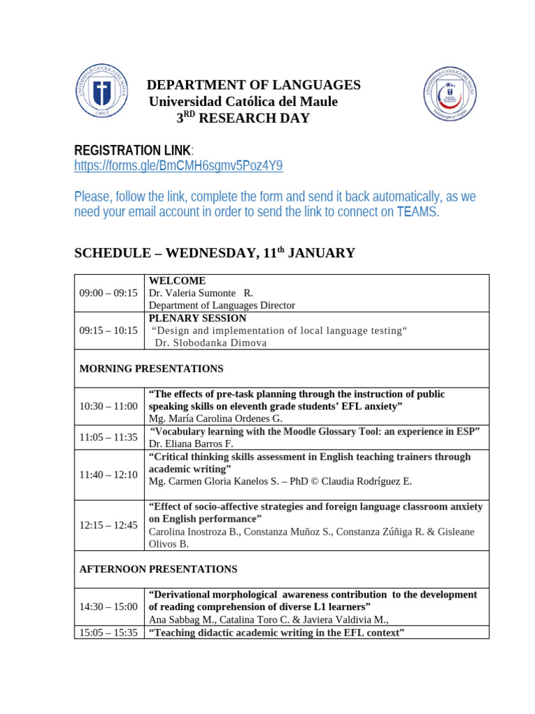 3RD Research Day Time Schedule | PDF