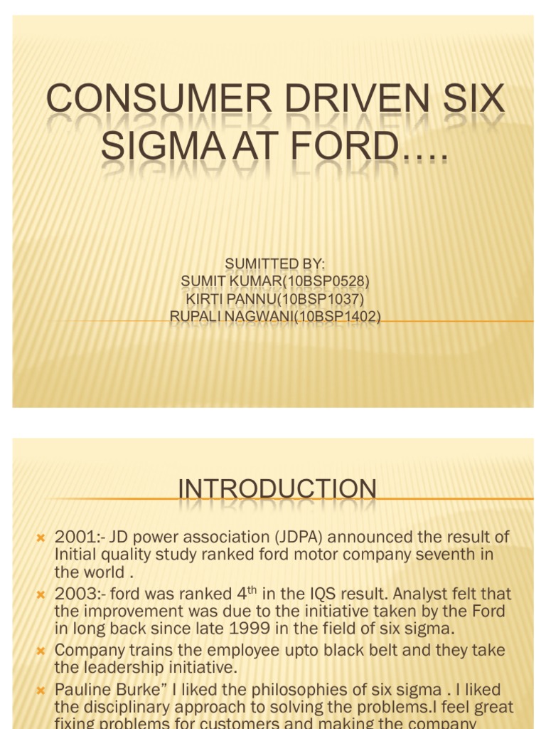 Cunsumer Driven Six Sigma at Ford | PDF