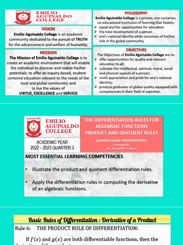 Differentiation Rules_Product & Quotient Rules | PDF