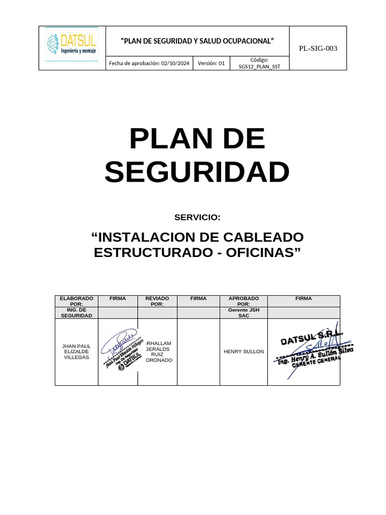 Plan de Seguridad | PDF | Primeros auxilios | Seguridad y salud ocupacional