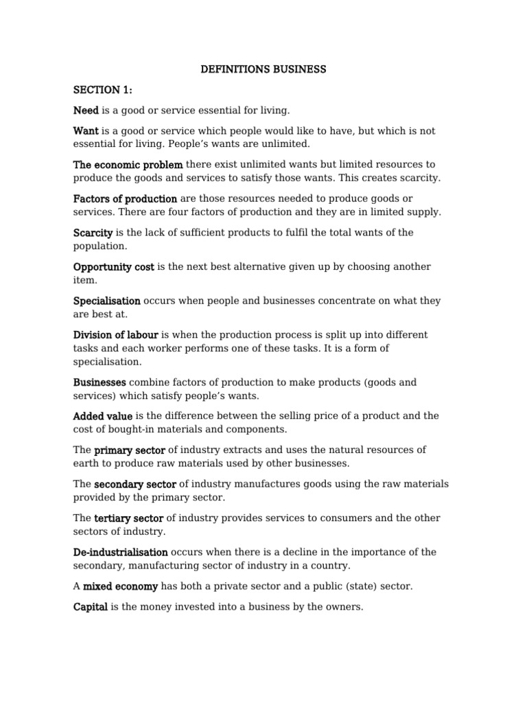 Business Definitions | PDF