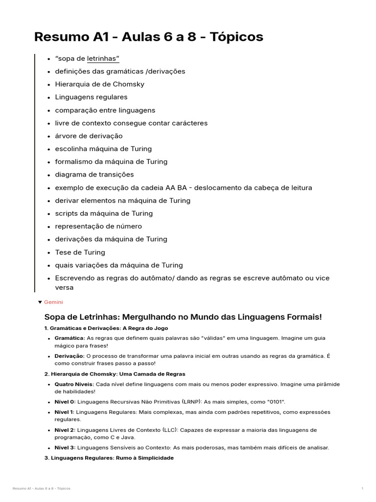 Resumo A1 - Aulas 6 A 8 - Tpicos | PDF