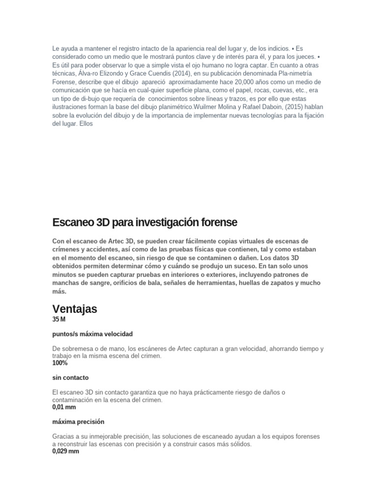 Escaneo 3D para Investigación Forense: 35 M Puntos/s Máxima Velocidad | PDF