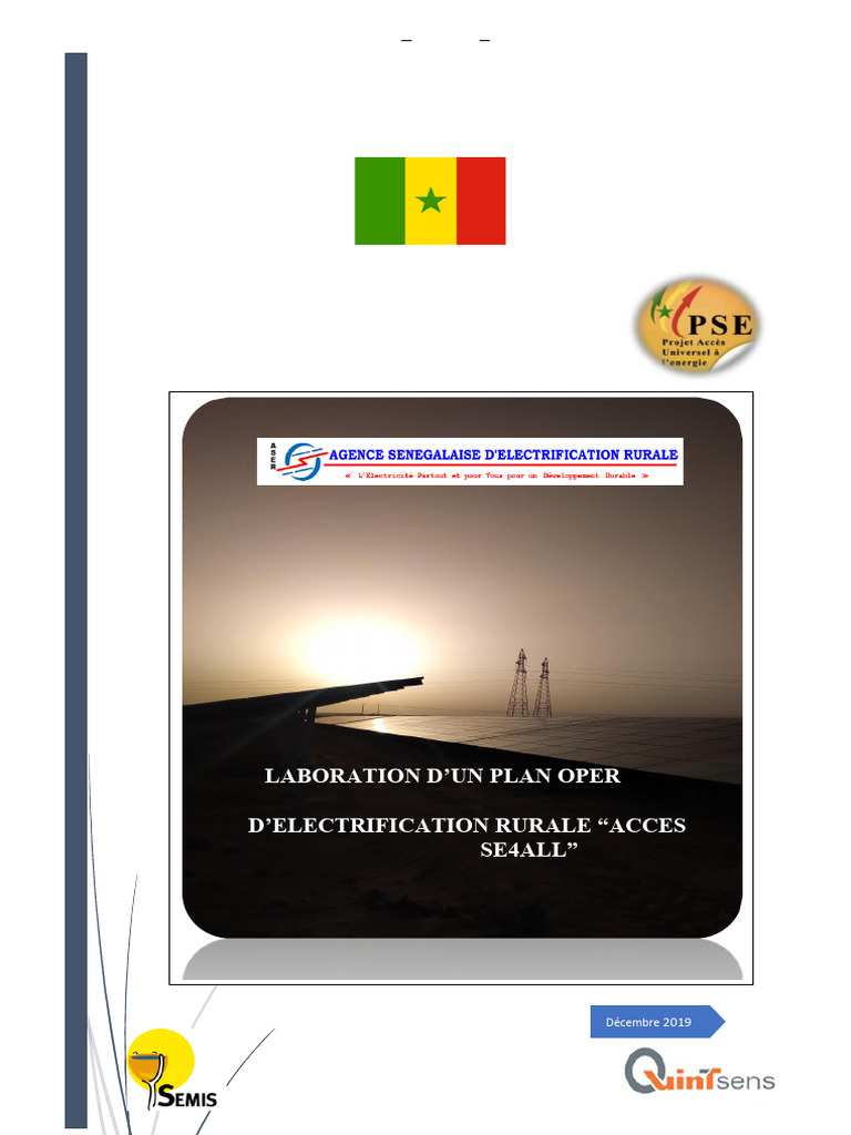 Aser Elaboration D Un Plan Operationnel Pour La Mise en Uvre Du Programme D Electrification ...