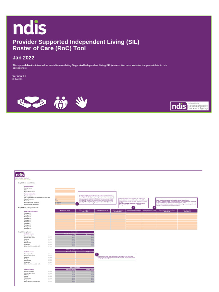 PB NDIA Provider SIL Roster of Care Tool 2022 | PDF