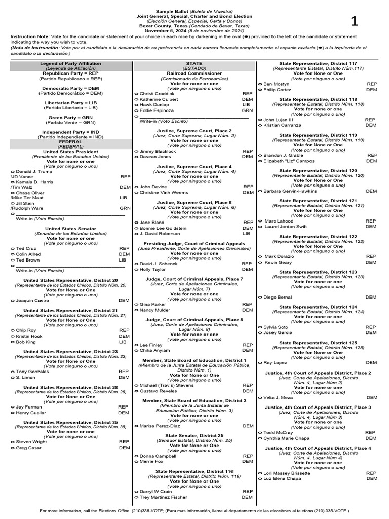 Nov 5 2024 Sample Ballot | PDF