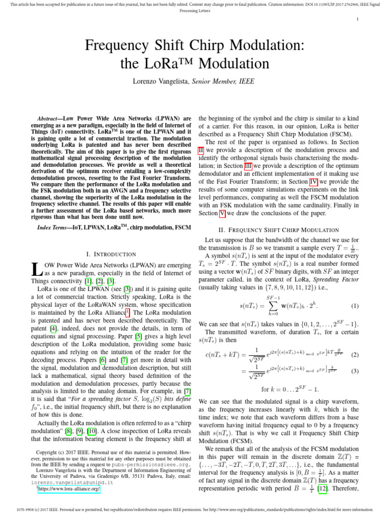 Frequency Shift Chirp Modulation Pdf Modulation Signal Processing