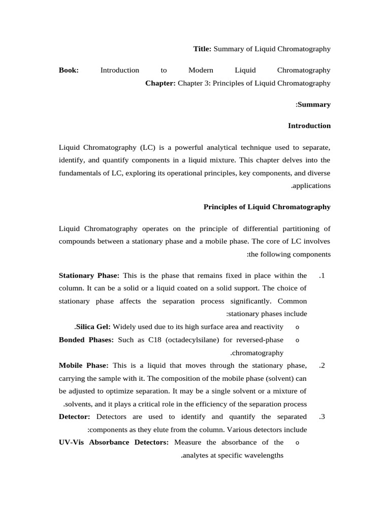Title Liquid Chromatography | PDF