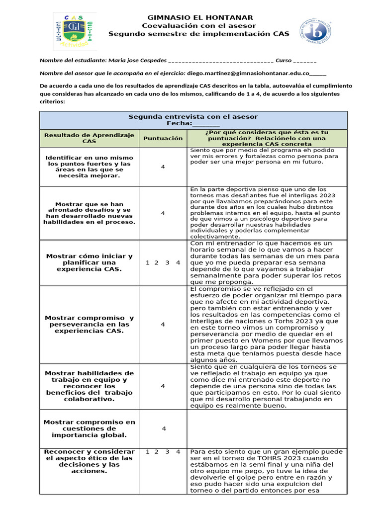 Segunda Entrevista Con El Asesor 2023 | PDF | Cognición | Crecimiento personal y profesional
