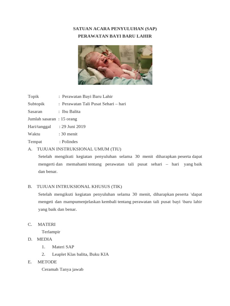 Sap Perawatan Bayi Baru Lahir | PDF