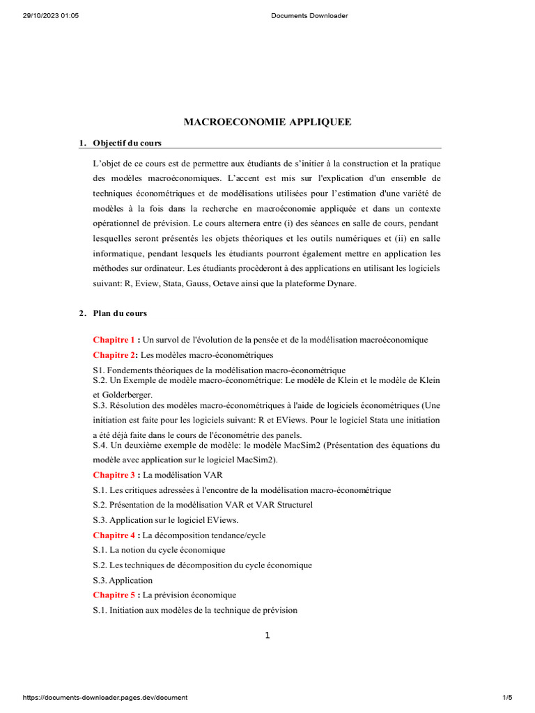 Cours Macroeconomie Appliquee | PDF