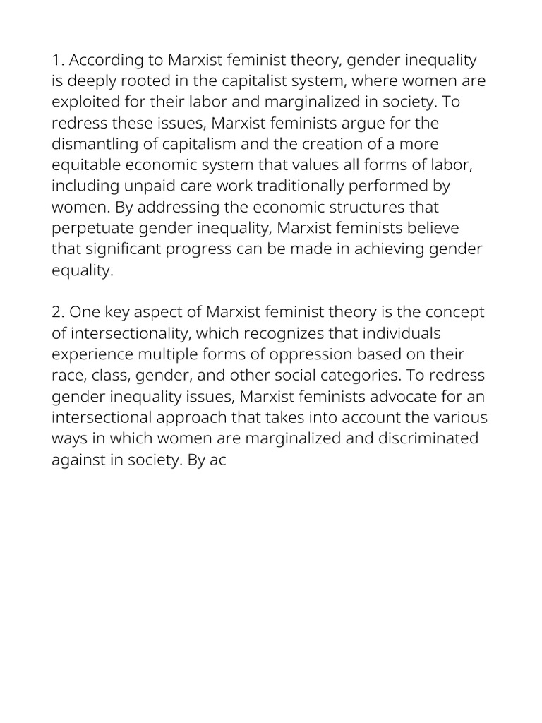 According To The Marxist Femin-1726224900620 | PDF | Feminism | Gender Studies