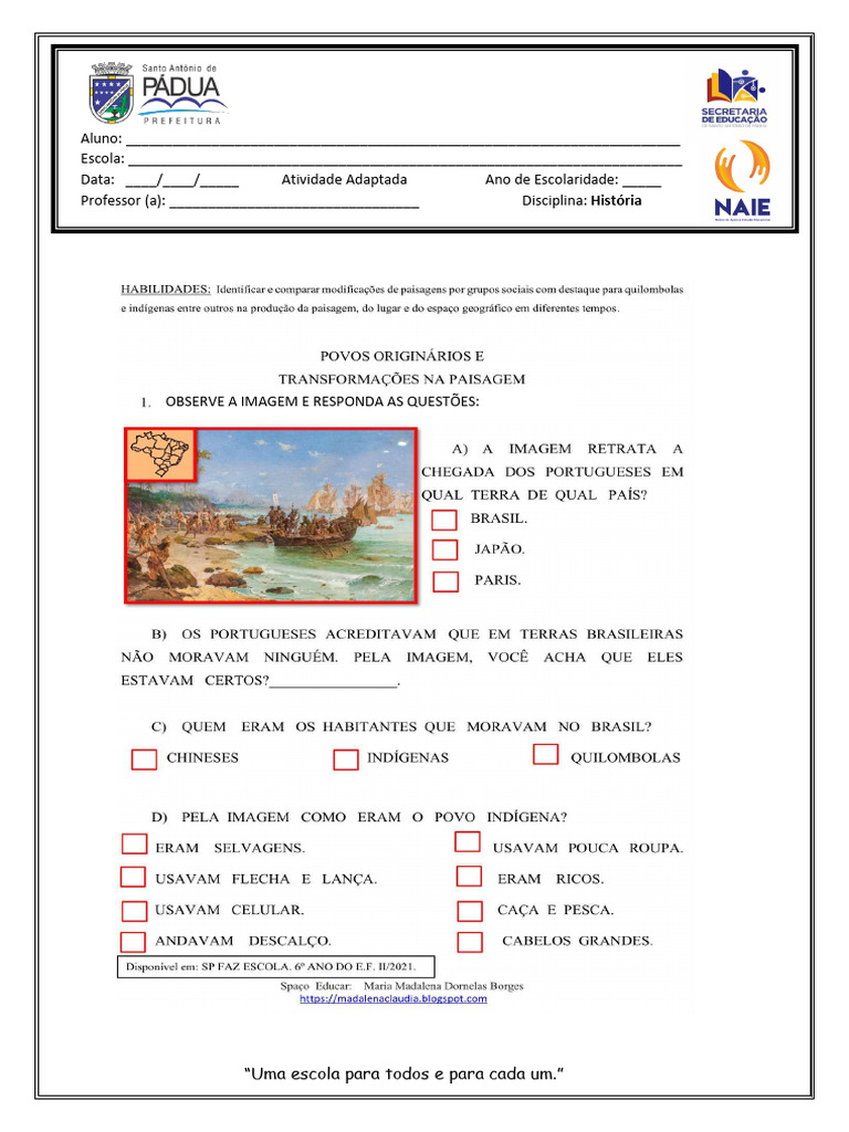 Atividade Historia Adaptada Pdf