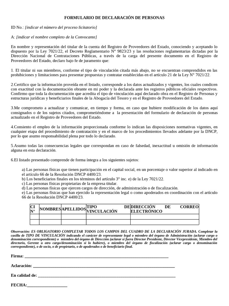 Formulario 21 DNCP | PDF