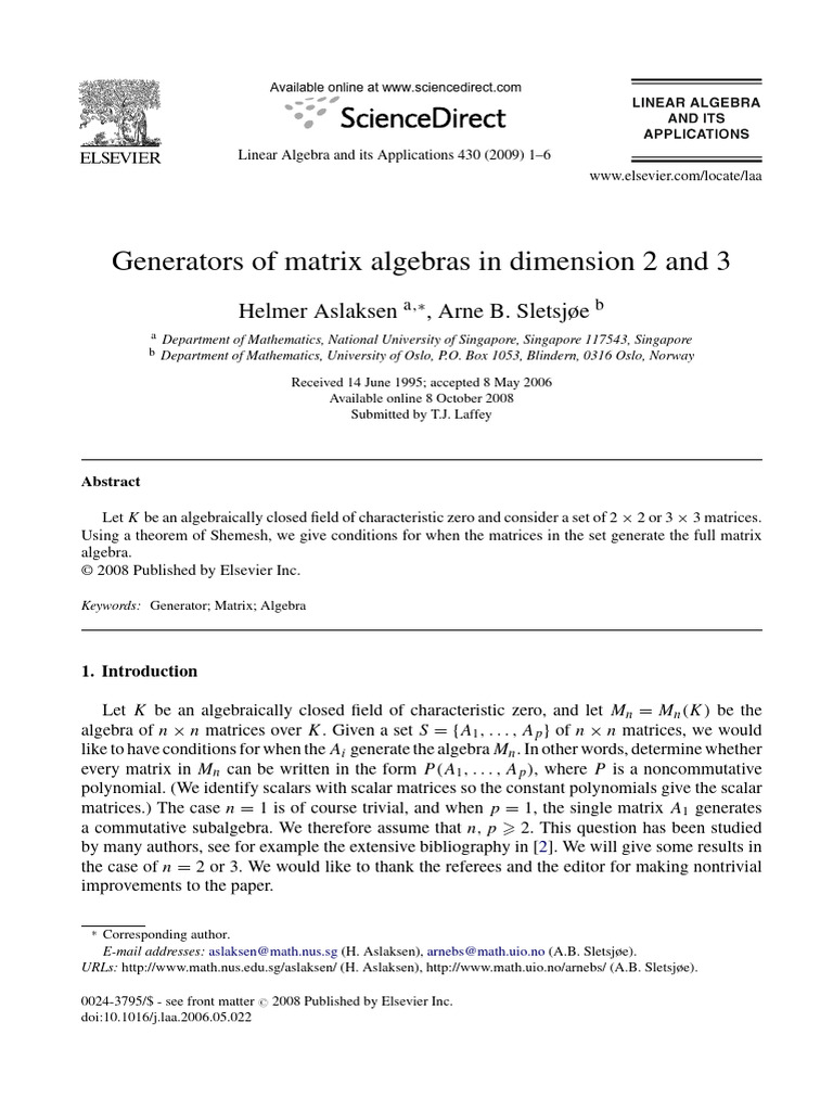 Application of Linear Algebra in Dimension of 2d and 3d | PDF | Matrix (Mathematics ...