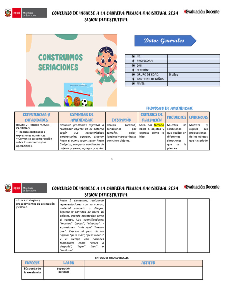 SESION MODELO DE SERIACIÓN | PDF