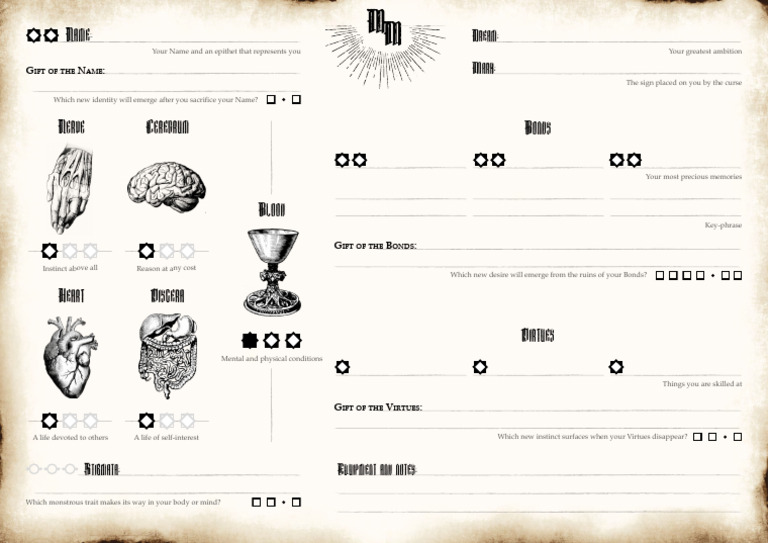 Memento Mori Character Sheet ENG | PDF