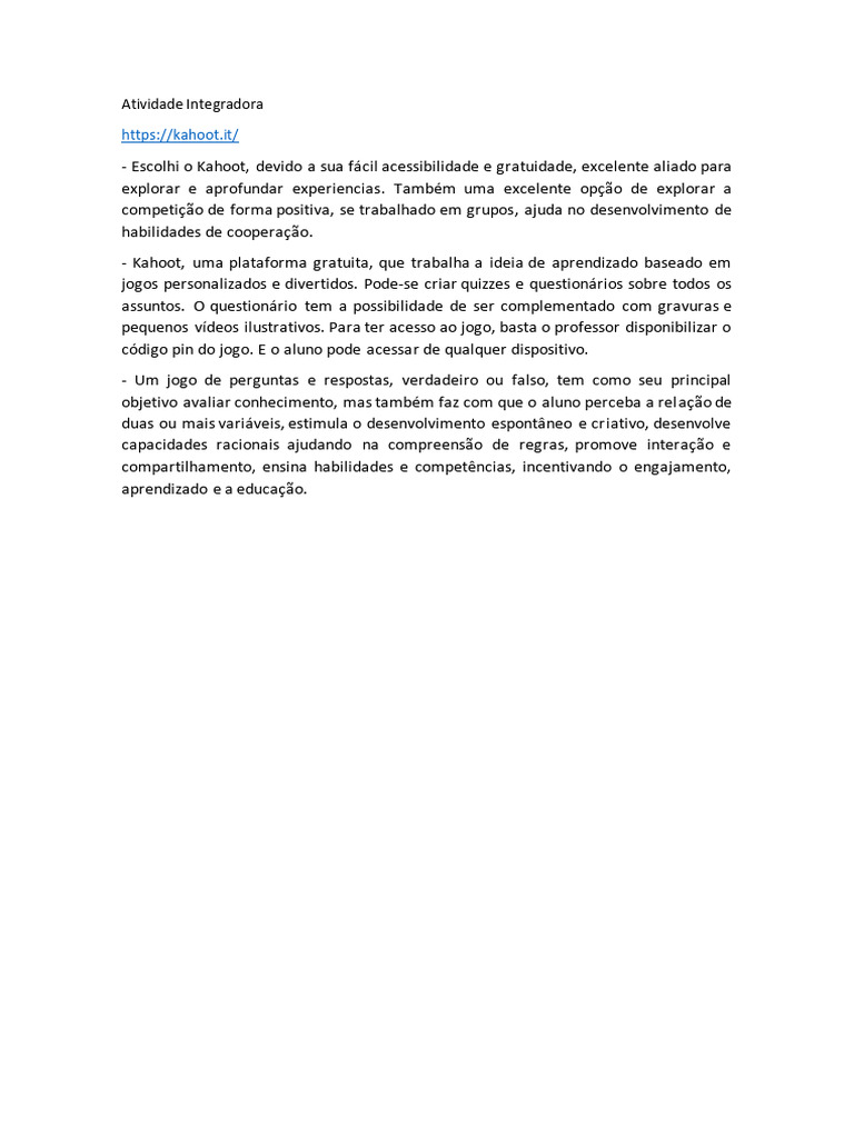 Atividade Integradora | PDF