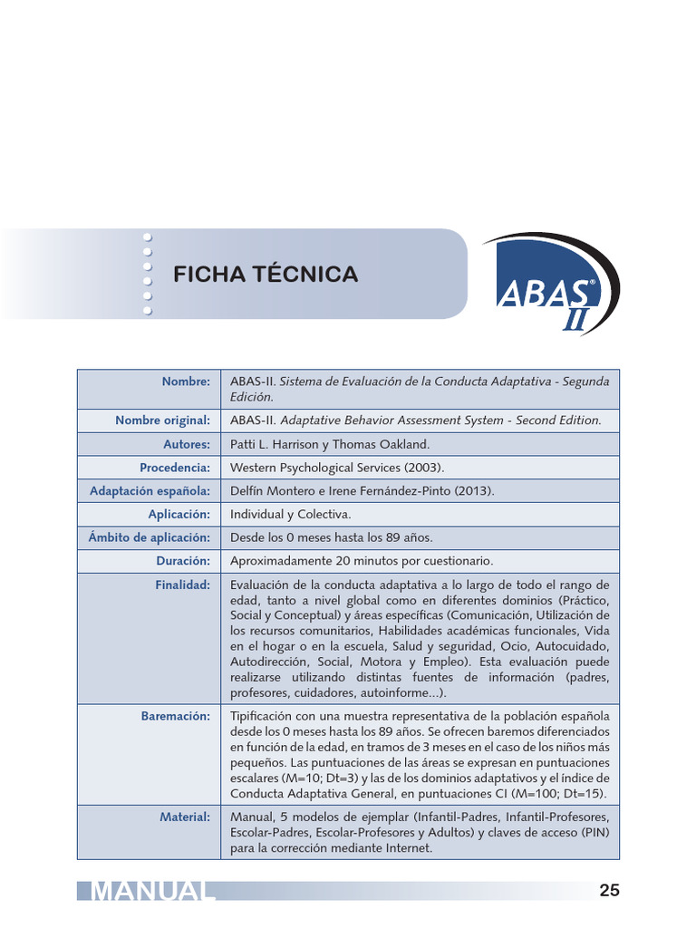 ABAS-II Ficha Técnica | PDF