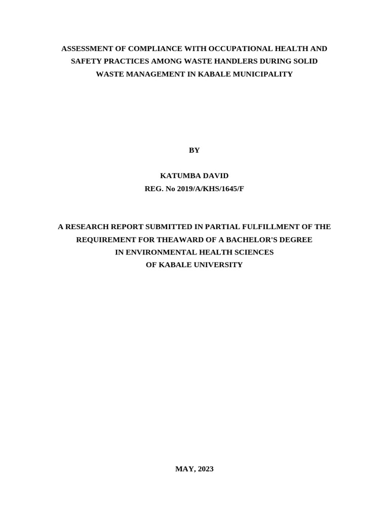 David Katumba Final Version (18th May) | PDF | Personal Protective ...