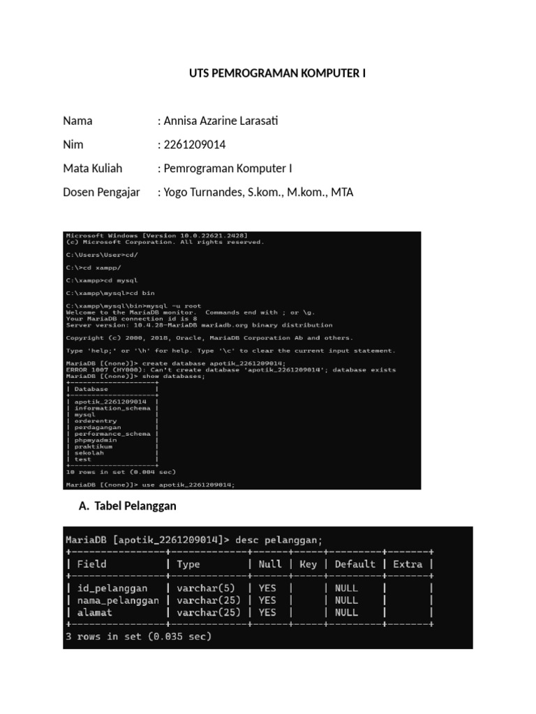 Uts Pemrograman Komputer I | PDF