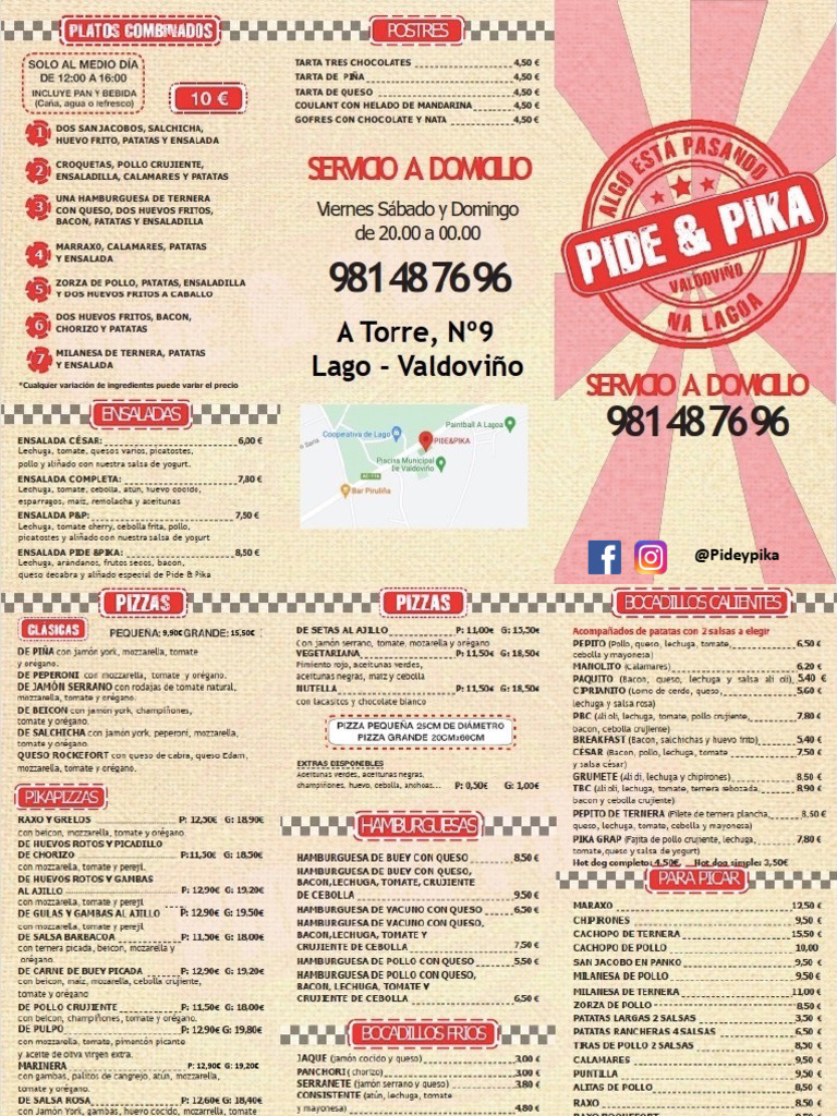 Pide y Pika - Carta | PDF