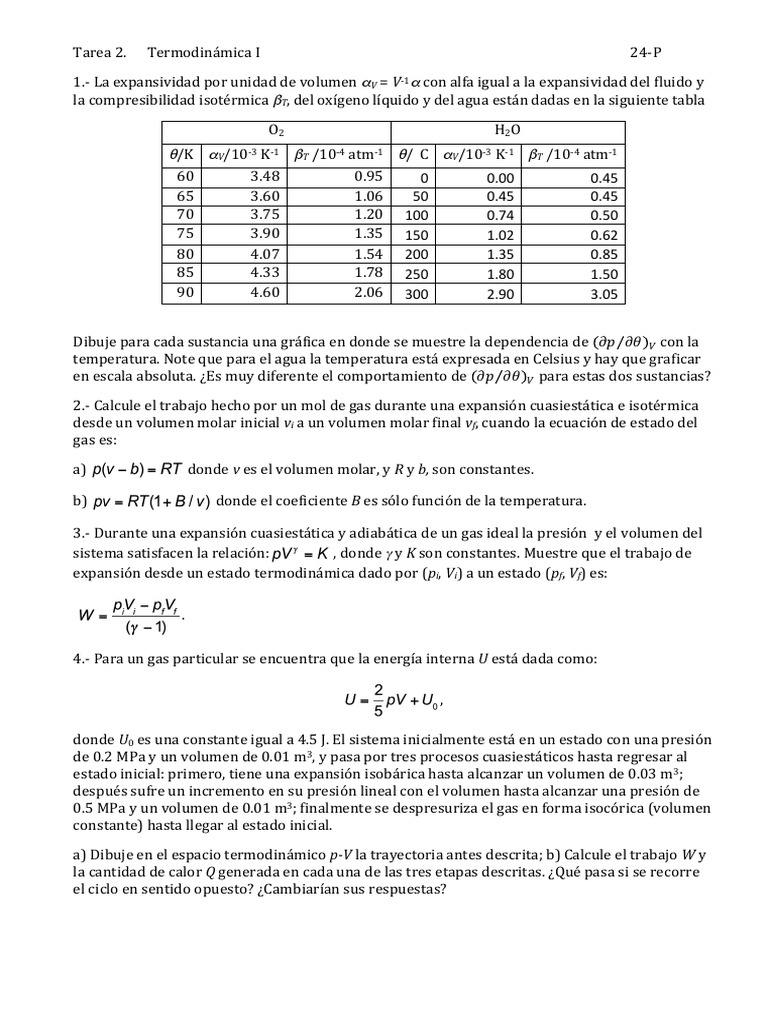 2da - Tarea Termo - I | PDF | Science & Mathematics