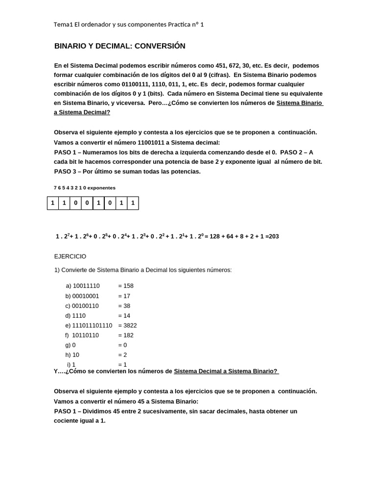 Binario y Decimal | PDF