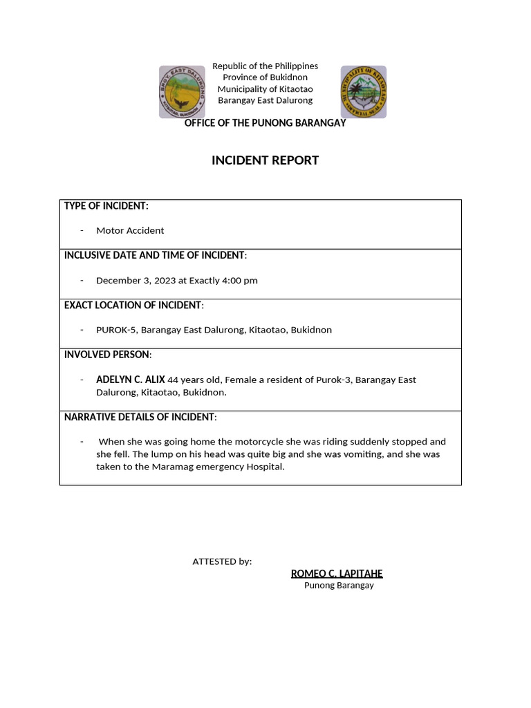 Incident report | PDF