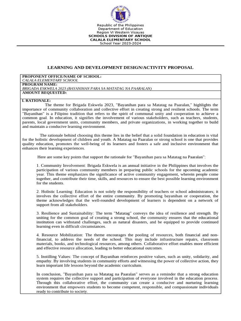 Activity Design Brigada Kickoff | PDF