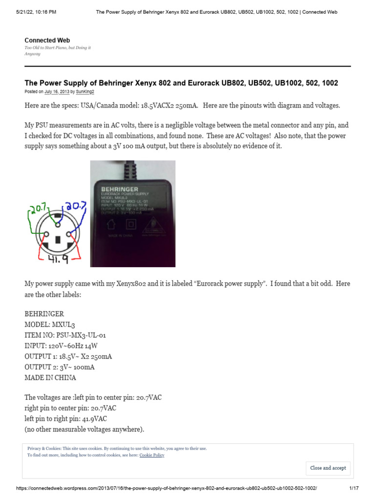 Behringer Xenyx 802 Power Supply Guide | PDF | Power Supply | Rectifier