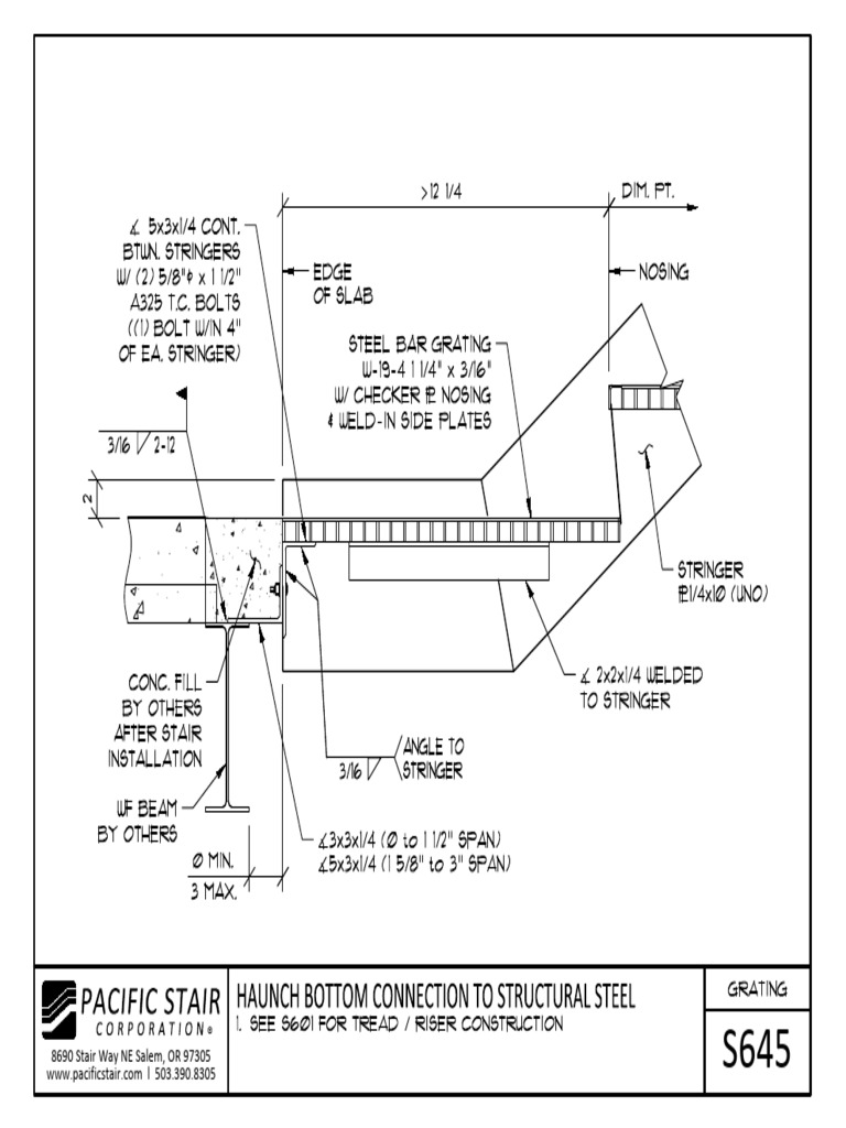 s645 Grating Haunch Bottom Stair Connection To Structural Steel | PDF