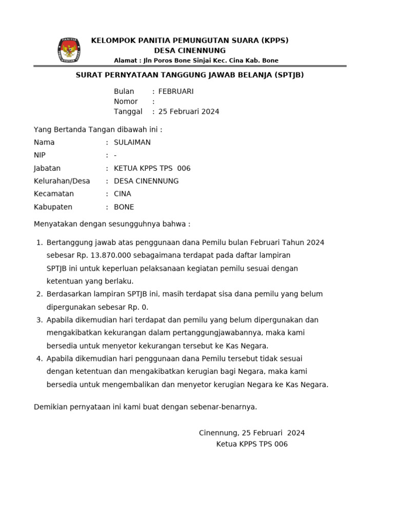 1.SPJB KPPS | PDF