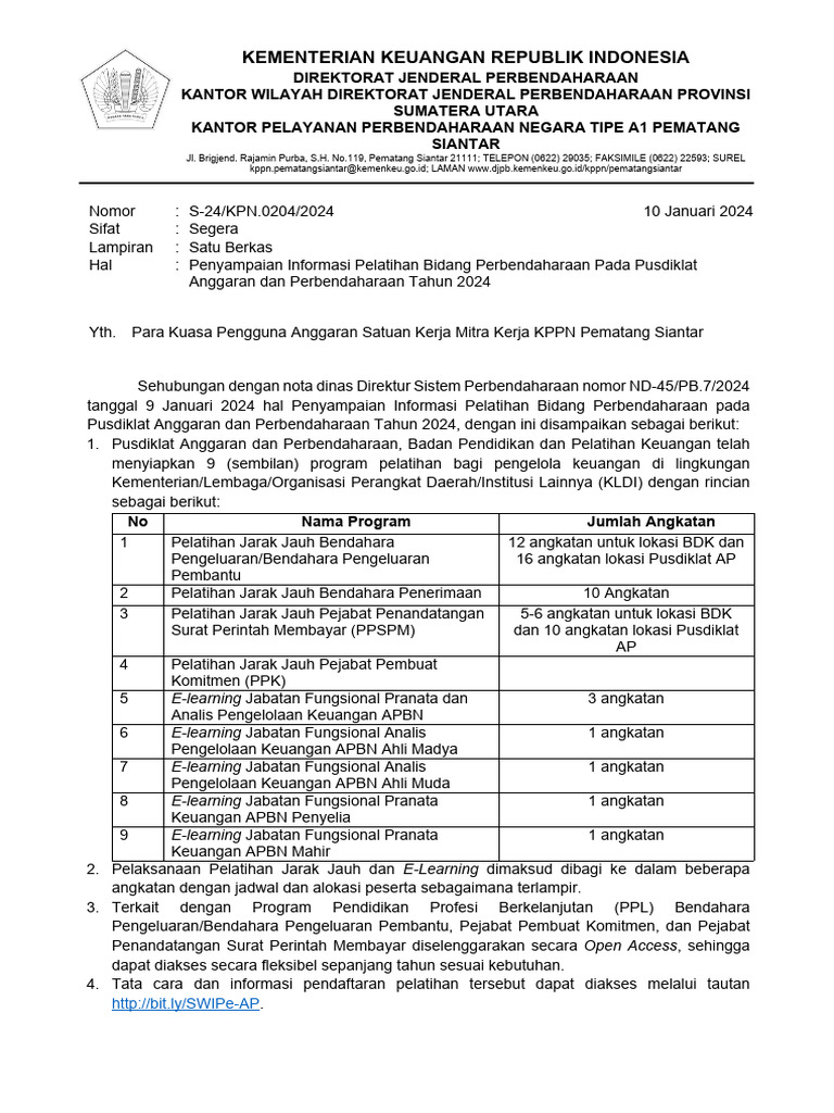 Informasi Pelatihan BPPK 2024 | PDF