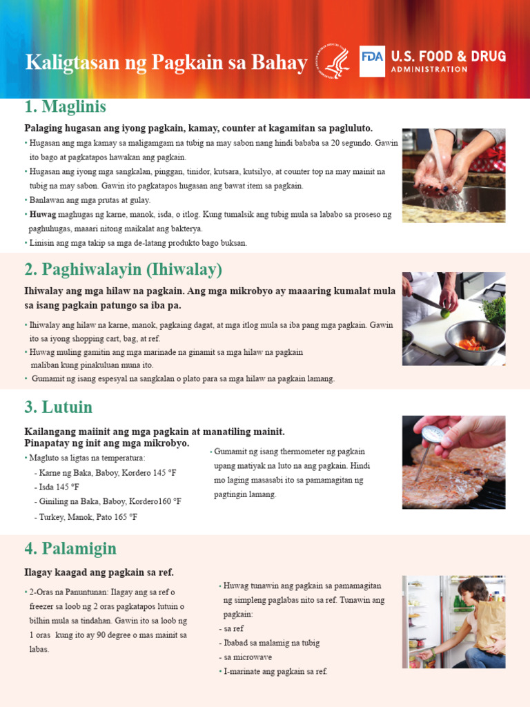 Food Safety at Home - Tagalog (Kaligtasan NG Pagkain Sa Bahay) | PDF