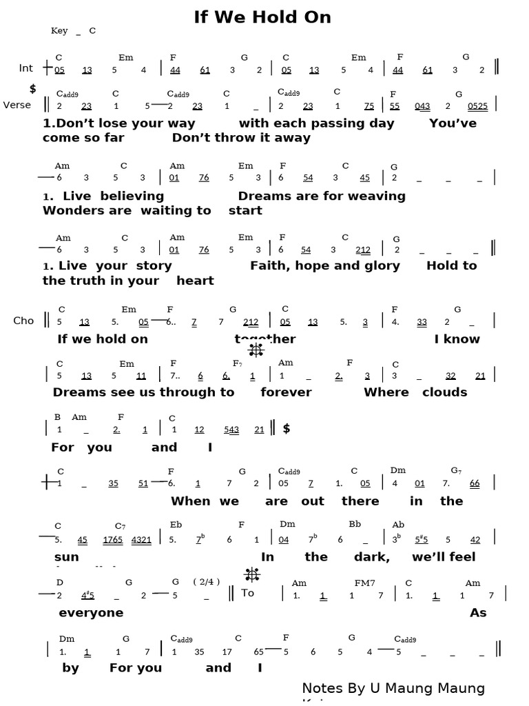 If We Hold On Together Notes | PDF