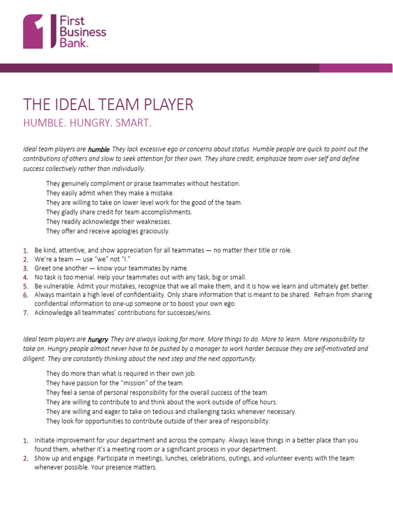 The Ideal Team Player - All Company Document | PDF