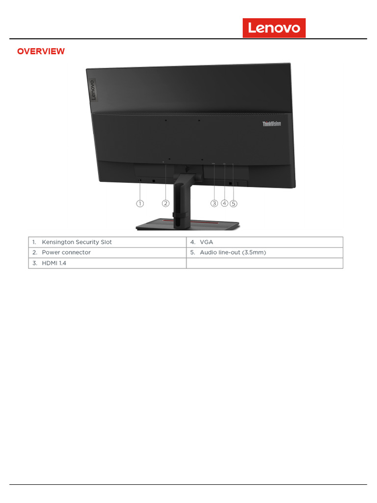 ThinkVision S22e 20 Spec | PDF
