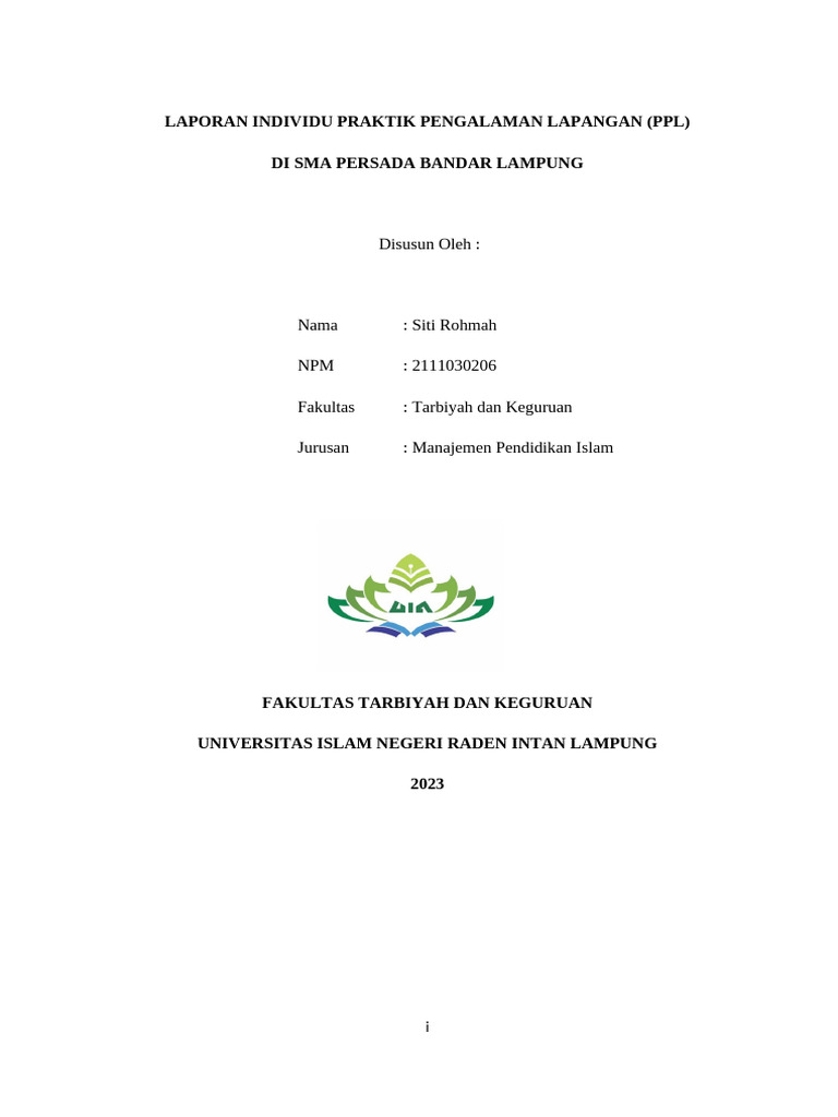 Contoh Lap Individu PPL | PDF