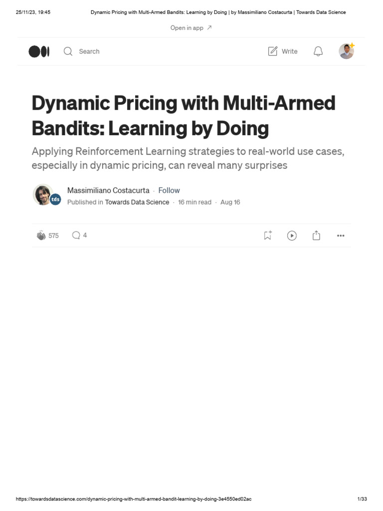 Dynamic Pricing With Multi-Armed Bandits - Learning by Doing - by Massimiliano Costacurta ...