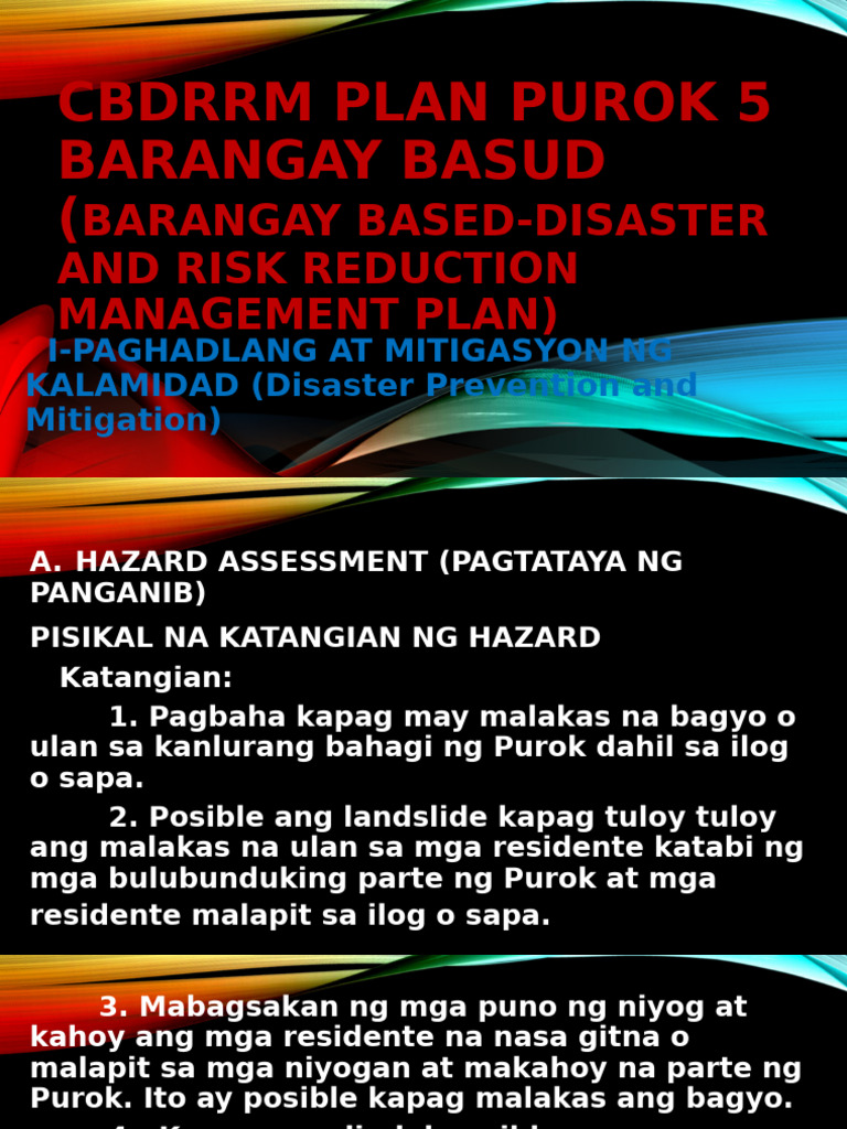 CBDRRM Plan Purok 5 Barangay Basud | PDF