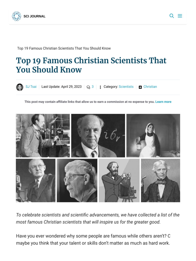 Top 19 Famous Christian Scientists That You Should Know 2024 | PDF